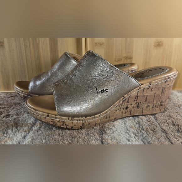 BOC Born | Shoes | Boc Born Concept Gold Leather Cork Wedge Slip On Sz ...